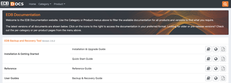 製品マニュアル | EDB Postgres Portal